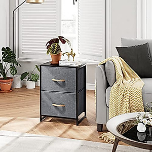 Nicehill Nightstand for Bedroom with Drawers, Small Dresser, Bedside Furniture, Night Stand End Table with Storage Drawers for Bedroom, Dark Grey