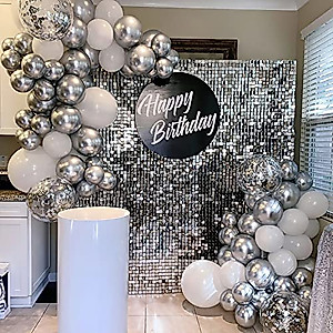 FREECHASE Silver Balloons 100pcs Different Size Pack 18/12/10/5 Inch Metallic Silver Garland Kit for Birthday Wedding Bridal Baby Shower Graduation Valentines Day Mothers Day Party Decorations