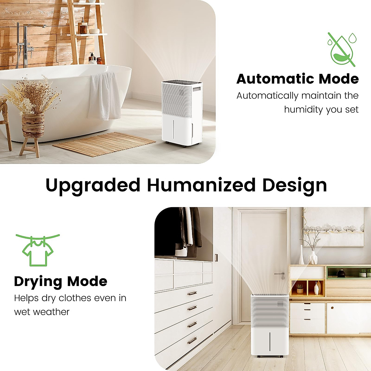 FREE VILLAGE Dehumidifier, 45 Pint (50 Pint Under 90°F/90% RH) Dehumidifiers for Home Up to 3500 Sq. Ft, Auto Drainage, Digital Control Panel, 24 Hr Timer, Dehumidifier for Basement, Bathroom, Bedroom