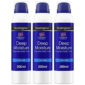 Neutrogena Norwegian Formula Deep Moisture Express Body Mist Moisturizer for Dry Skin, 200 ml (Pack of 3)