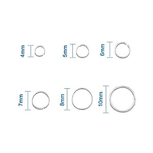 Pandahall 4-10mm Brass Open Jump Rings Connectors Silver Plated Unsoldered Nickel Free for Craft Earring Necklace Bracelet Jewelry Making (50g/Box)