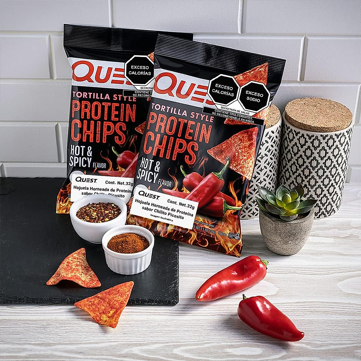 Quest Tortilla Style Protein Chips - Hot & Spicy (8 Bags)