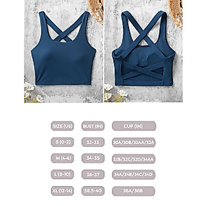 Women's Strappy Sports Bra Criss Cross Back Crop Tank Top Padded Fitness Workout Tops Longline Yoga Bras