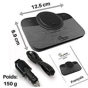 VeoPulse Car Speakerphone B-PRO 2B Hands-Free kit, 6W Hi-Fi Speakers, with Bluetooth Automatic multipoint Cellphone Connection