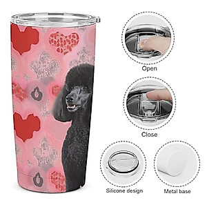 20 Oz Tumbler With Straw Leak Proof Thermos Cup, Poodles Dogs Stainless Steel Insulated Travel Coffee Mug Fit for Car Cup Holder