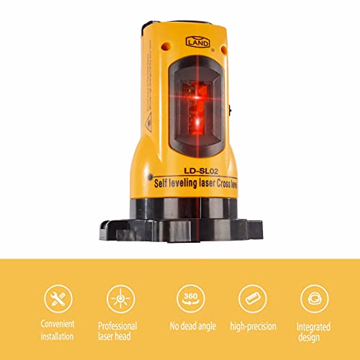 LAND Laser Level Kit Class Laser Ⅱ,Self-Leveling laser Cross Level,Horizontal and Vertical Points Rotatable 360 Degree Suitable for interior design（Lightweight Tripod,Battery Included ）