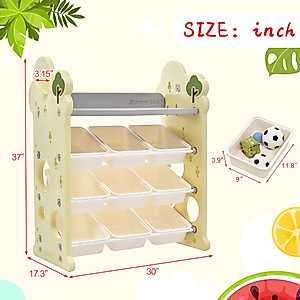 Ochine Wood Toy Storage Organizer Kids Toy Organizer Toy Storage Cabinet Wooden Bookcase and Bookshelf Kids Toy Organizer and Storage Bins for Playroom, Bedroom, Nursery, School Classroom