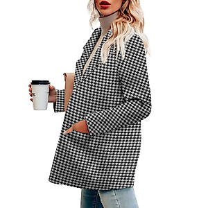 CRAZY GRID Womens Casual Blazer Long Sleeve Business Suit Jacket Open Front Button Work Office Blazer Jacket Fashion Dressy Ladies Blazer Blackish Green Large