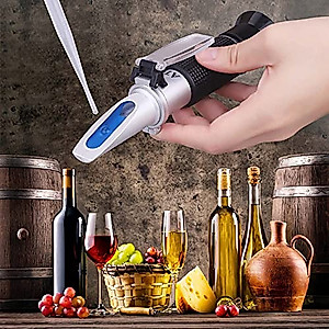 Brix Refractometer with ATC, Accurate Digital Handheld Hydrometer Saccharimeter in Wine Making Beer Brewing Tester Meter Measuring Sugar Homebrew Kit for Food Fruit Juice Honey Maple Syrup Beverages