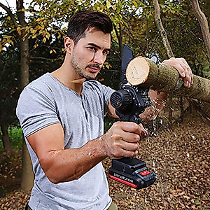 Mini chainsaw cordless Handheld Portable Chainsaw with 3Pcs Batteries and Chain anti splash board One-Hand 0.7kg Lightweight Pruning Shears Chainsaw for Garden Tree Branch Wood Cutting and ,green