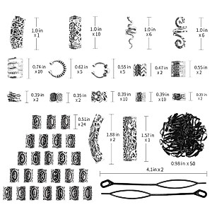152PCS Vikings Hair Jewelry Norse Runes Tube Beads, Metal Clips Cuffs Rings, Accessories for Braids Dreadlocks Beads for Braiding Beard Decoration Bracelets Pendant Necklace DIY