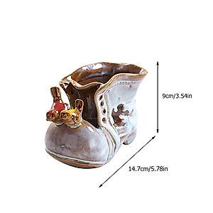 Ceramic Boot Planter Plant Pot Vase Planter with Bird Figurines Bonsai Pot Flower Pot Succulent Planter Multi Pot(Color Random)