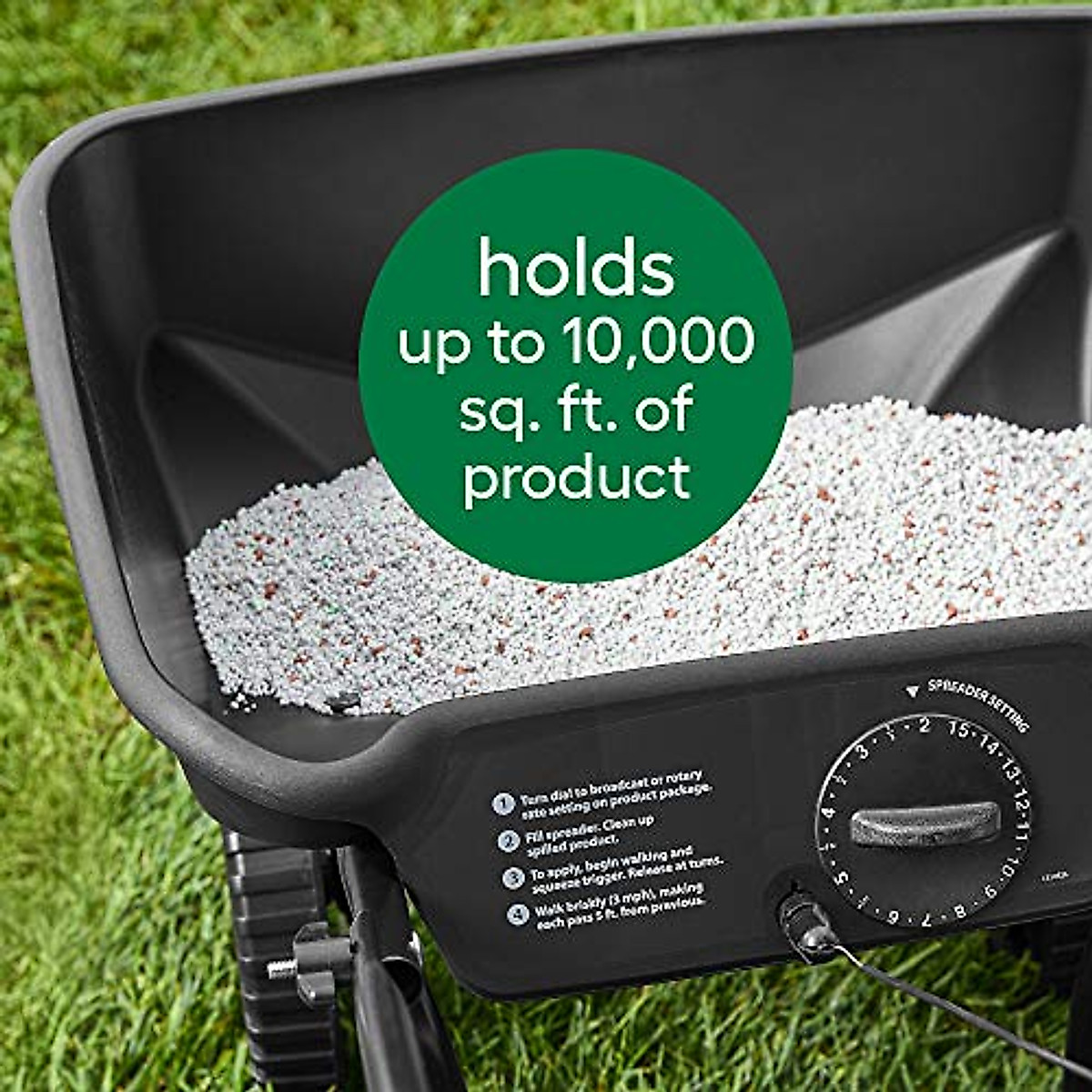 AMAZE 75201 Broadcast Spreader-Quickly and Accurately Apply up to 10,000 sq. ft. of Grass Seed, Fertilizer, and Other Lawn Care Products to Your Yard, 75201-1