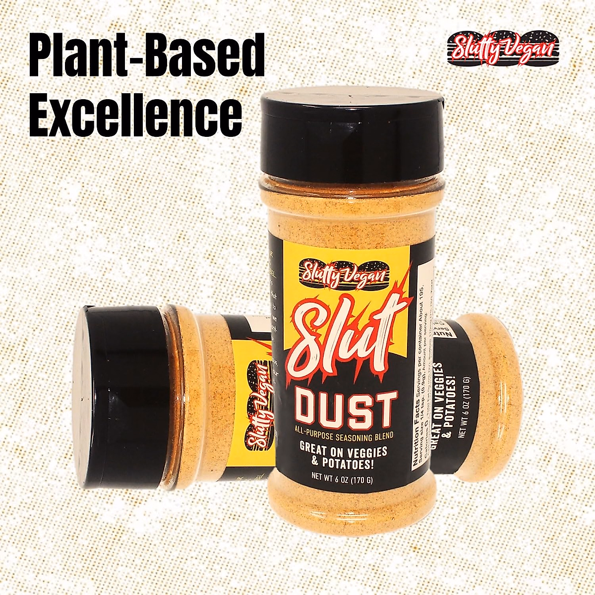 Slutty Vegan All Purpose Seasoning, Slut Dust, Healthy Herbs and Spices, Gluten Free, No Sugar and No GMO, Organic Spice Jar, (6oz)