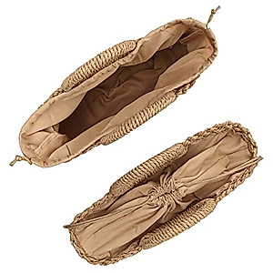 Womens Large Straw Beach Bag Woven Tote Bag Top Handle Handbag Purse for Summer (Brown)