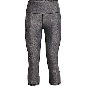 Under Armour Womens HeatGear Armour High Waisted Pocketed No-Slip Capri , Charcoal Light Heather (019)/White , Medium