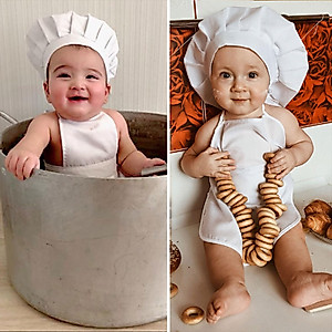 SPOKKI Baby Photography Prop, Chef Hat Apron Photo Props Costume Come with 2PCS Photography Hair Clips for Infant Twins | 6-24 Months (Boy)
