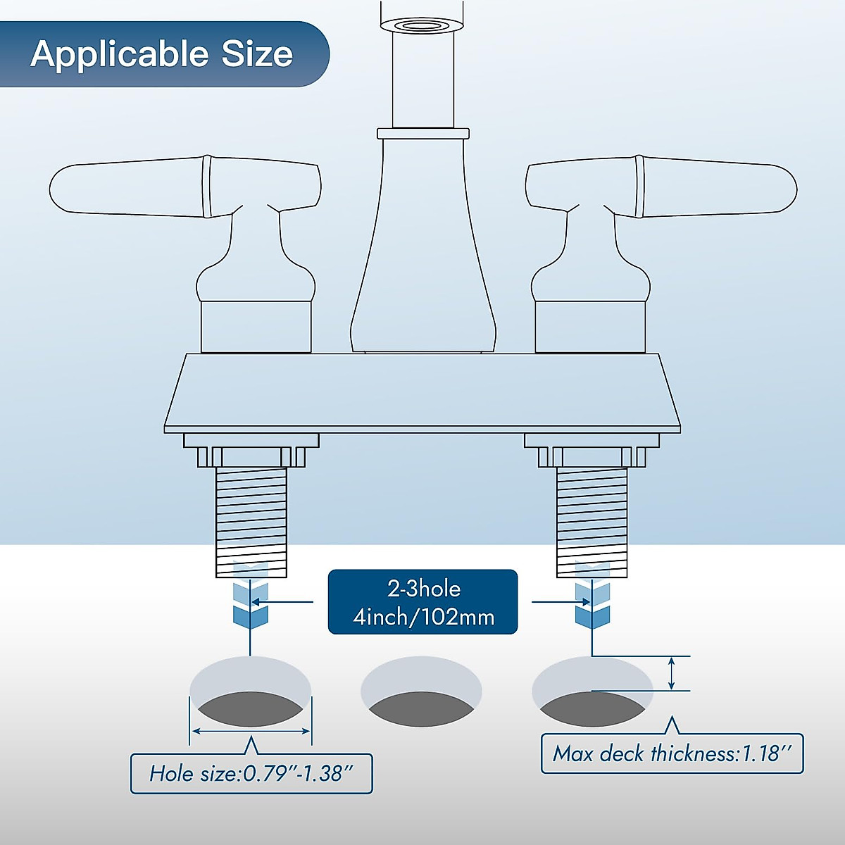 Cinwiny Bathroom Sink Faucet 4 Inch 2 Handle Lavatory Bathroom Vanity Faucets 360 Degree Swivel Spout Modern Deck Mount RV Bathroom Sink Faucet with Pop up Drain,Matte Black