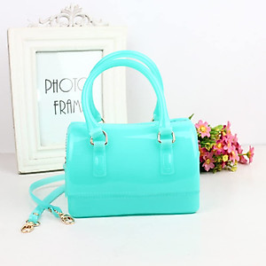 Segater® Ladies Summer Transparent Handbag Jelly Pillow-shaped Top Handle Bag Candy Color Crystal Purse For Women - Mint green