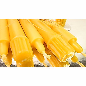 BCandle 100% Beeswax Colonial Taper Candles Organic Hand Made - 8 Inch Tall, 7/8 Inch Diameter; (6)