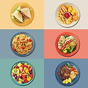 OAMCEG 12 Pack Plastic Plates Reusable 9 Inches Unbreakable Eco-Friendly Lightweight Wheat Straw Plates, Salad Plates, Camping Plates, Dinner Plates, Dishwasher & Microwave Safe, BPA FREE