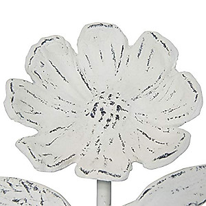 Foreside Home & Garden White Rustic Antique Flower Decorative Metal Wall Hook