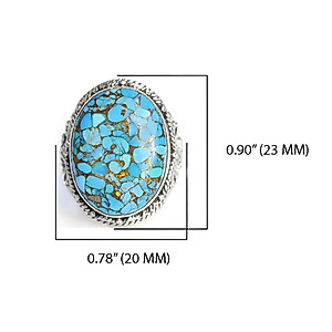 YoTreasure Blue Copper Turquoise Rope Design Ring Solid 925 Sterling Silver Gemstone Jewelry