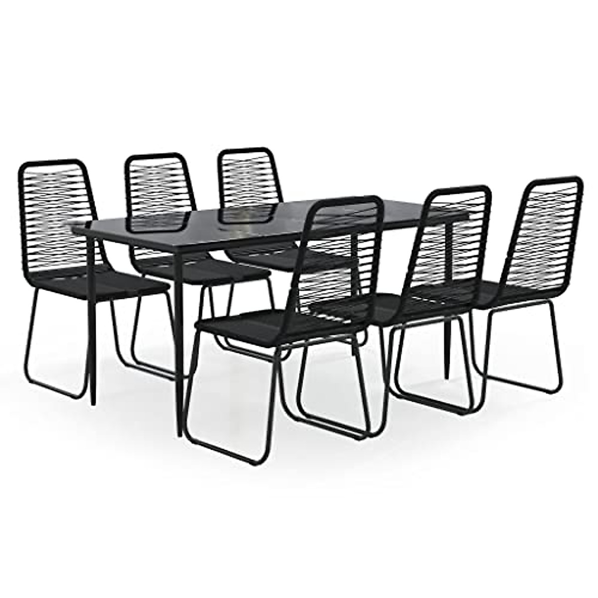 WFAUIBR Dining Set 7 Piece Patio,Patio Furniture Set,Lawn Chairs Set ，for Bedroom, Office, Teaching Building, Library, Flower Shop, Porch，Black/B,7 Piece 63"