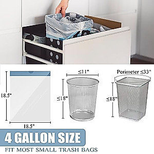 Small Trash Bags 4 Gallon - Drawstring 4 Gallon Trash Bag, Tear-Free 4 Gal Small Garbage Bags, Separated Unscented White Small Trash Bags Bathroom Trash Bags, 57 Count