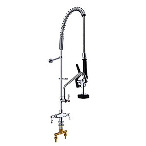 Maxsen Deck Mount Commercial Kitchen Sink Faucet 43" Height Pre rinse With 12" Add-On Spout For Food Service Commercial Kitchens Restaurant Hotel Application Tap