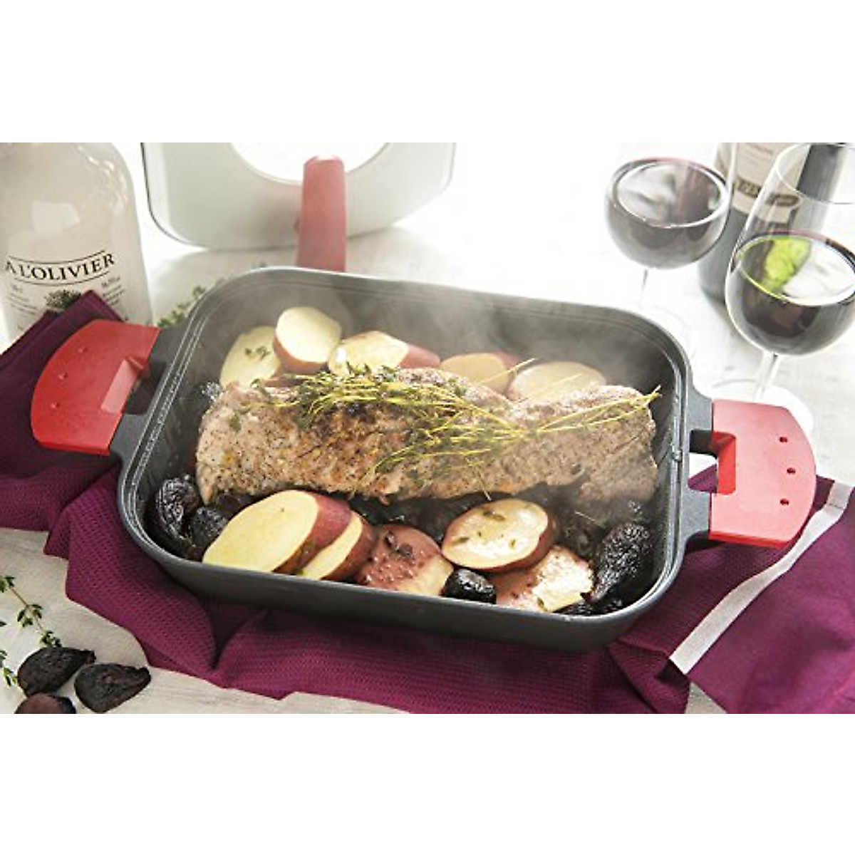 UchiCook Steam Grill Metal Cover, Red