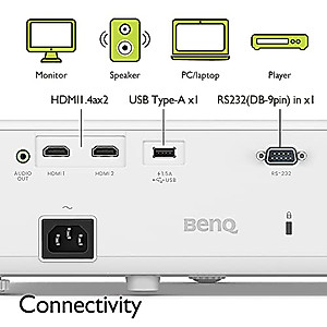 BenQ WXGA LED Business Projector (LW550), DLP, 1280x800, 3000 lm, 20000:1 High Contrast Ratio, Dual HDMI Ports, 2D Keystone, Instant On/Off, Simple Setup, SmartEco Technology