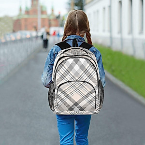 ALAZA Plaid in Pink Gray and White Travel Laptop Backpack Gifts for Men Women Fits 15.6 Inch Notebook