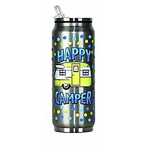 Spoontiques Happy Camper Stainless Steel Can, Silver