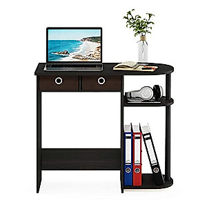 Furinno Go Green Home Laptop Notebook Computer Desk/Table with 2 Drawer Bins, Espresso/Black/Brown