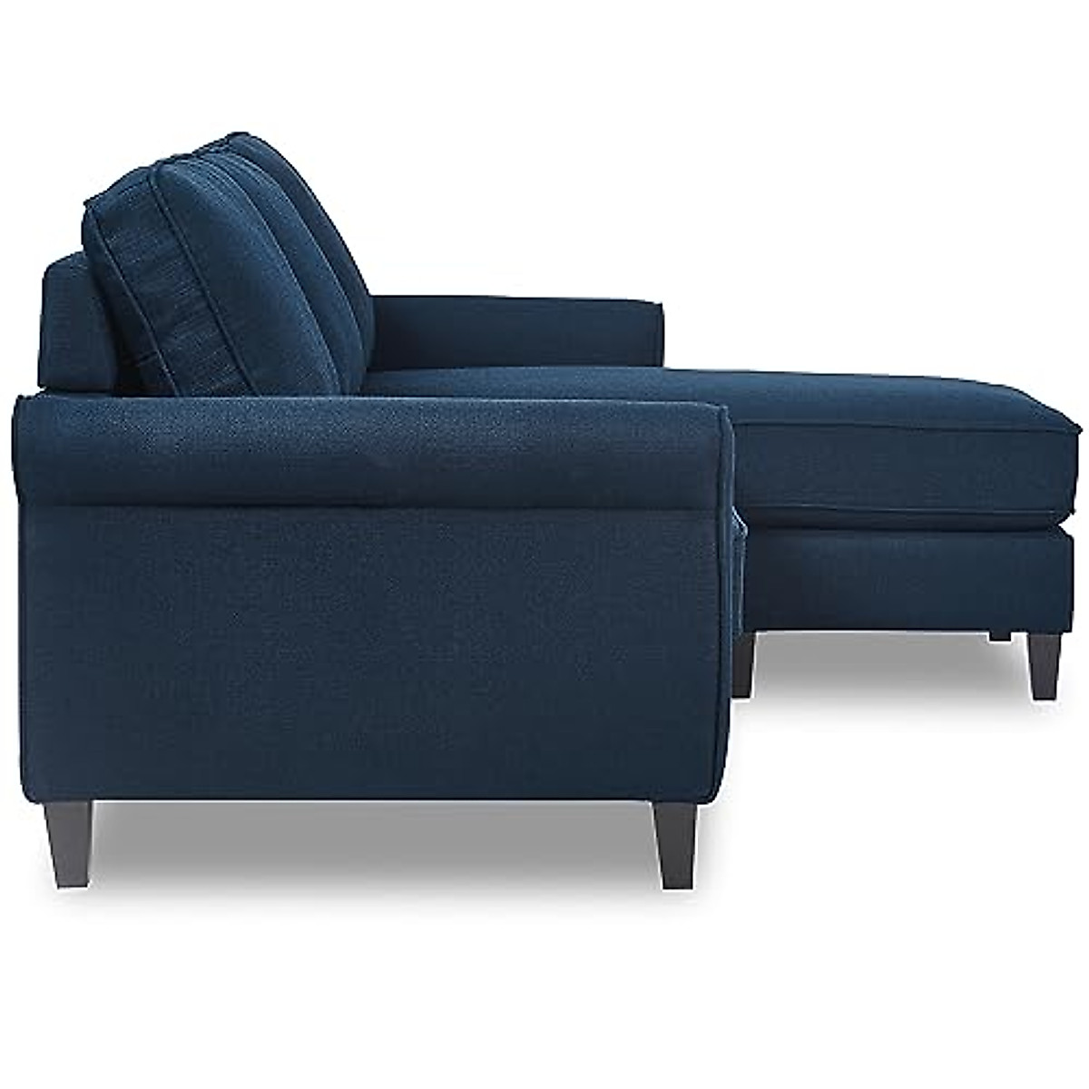 Serta Harmon Reversible Sectional Sofa, Modern L-Shaped Couch for Small Spaces, Soft Fabric Upholstery, Rolled Arm, Blue