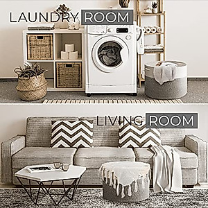 HOMYAM Throw Blanket Basket for Living Room | XXXLarge Rope Basket for Storage | Large Woven Basket for Storage | Pillow Basket & Blanket Holder for Bedroom | Woven Laundry Hamper Basket - 22" x 14"