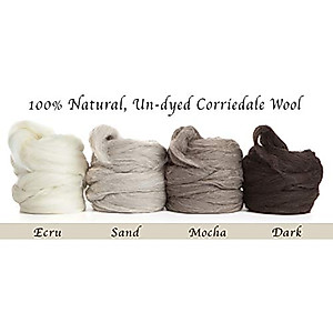 100% Natural White Wool Roving Top, 8 OZ Corriedale, Made in South America, Best Core Wool for Needle Felting, Wet Felting, Spinning, Dryer Balls, Stuffing, Big Yarn Roving, 29.5 Micron, Un-Dyed