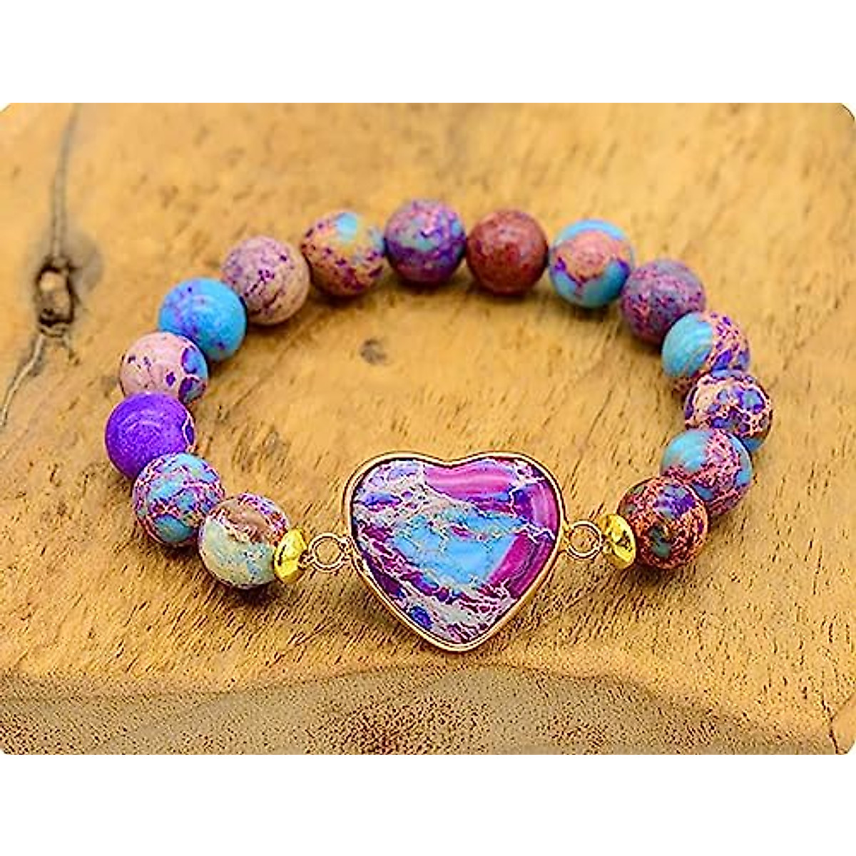 ZOSOJONA Women Wrap Bracelet Boho Natural Jasper Crystal Stone Beads Strand Bracelets (Imperial Jasper)