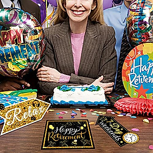 20 Pieces Retirement Party Sign Happy Retirement Party Directional Sign Retired Yard Sign Retirement Hanging Cards for Happy Retirement Party Supplies, 10 Styles (Black, Gold, White)