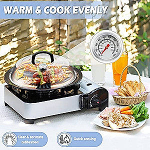Joyfair 12 Inch Melting Dome with Built-in Thermometer, 2Pcs Stainless Steel Basting Cover Griddle Accessories for Outdoor Camping BBQ Grilling/Indoor Kitchen Cooking Steaming, Extra Thick Steel