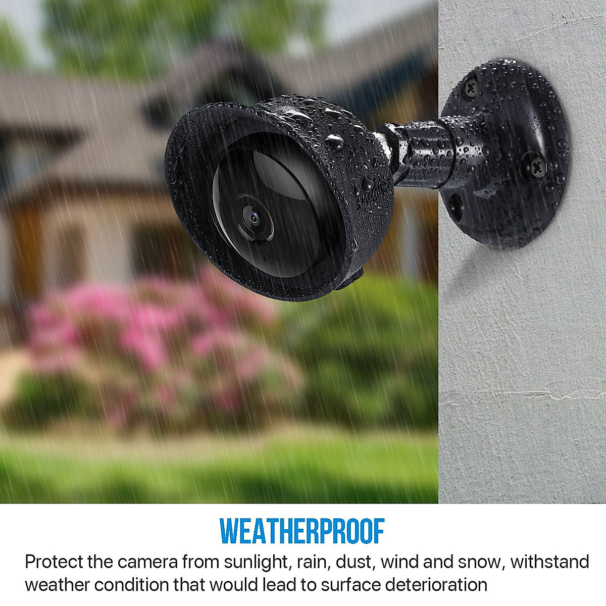 Adjustable Durable Plastic Wall Mount Outdoor Indoor Bracket and Silicone Cover Skins Protective Case for Yi Home Camera 1080p/ 720p (Black, 2 Pack)