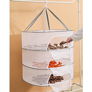 ENVEED 2pc Drying Rack 1-3 Layers Folding Fish Mesh, Non-Toxic Polyester Fiber Netting, Hanging Drying Fish Net, for Shrimp Fish Fruit Vegetables Herb, with Zipper (3 Layers 40 * 60cm)
