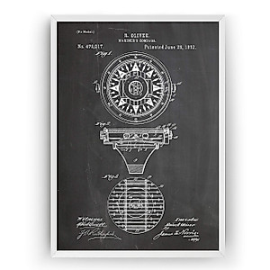 Magic Posters Mariners Compass 1892 Patent Print - Beach House Nautical Sailing Poster Giclee Art Wall Decor Vintage Blueprint Gift - Frame Not Included
