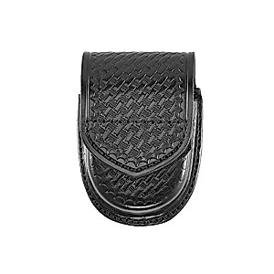 Aker Leather Products Double Handcuff Case Aker Leather 500D Double Handcuff Case, Basketweave, Velcro, Black