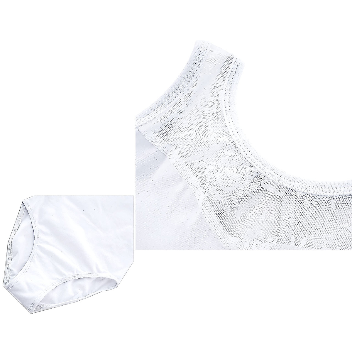Aslana Lace Tank Leotard, Short & Long Sleeve Leotard for Girls kids Ballet Dance Gymnastics Costume (Medium, White)
