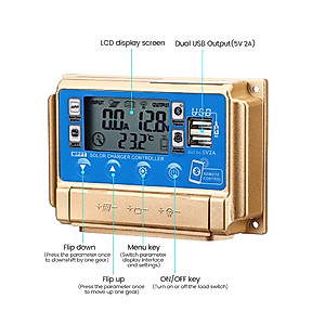 SUNYIMA 60A MPPT Solar Charge Controller 12v/24v Current Auto Focus MPPT Tracking Charge with Bluetooth LCD Display Dual USB Solar Regulator Charge Controller Multiple Load Control Modes (60A MPPT)