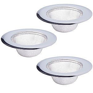 SunnySam 3pcs Stainless Steel Kitchen Sink Filter, Sink Drain Filter, Garbage Filter, Floor Drain, Hair Anti-Plugger, Suitable for Kitchen Sink, Bathroom Sink, etc. (Silver)
