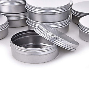 2 Ounce Aluminum Tin Jar Refillable Containers 60 ml Aluminum Screw Lid Round Tin Container Bottle for Cosmetic,Lip Balm, Cream, 12 Pack.