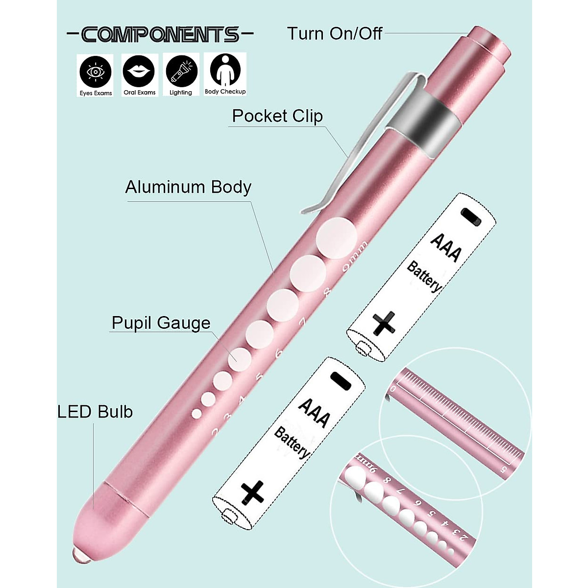 MEUUT 3 Pack Pen Lights for Nurses with 6 Batteries – Medical Penlights Nurse Accessories for Work, Perfect Nursing Student Essentials Medical Supplies for Nurses Doctors EMT Trauma